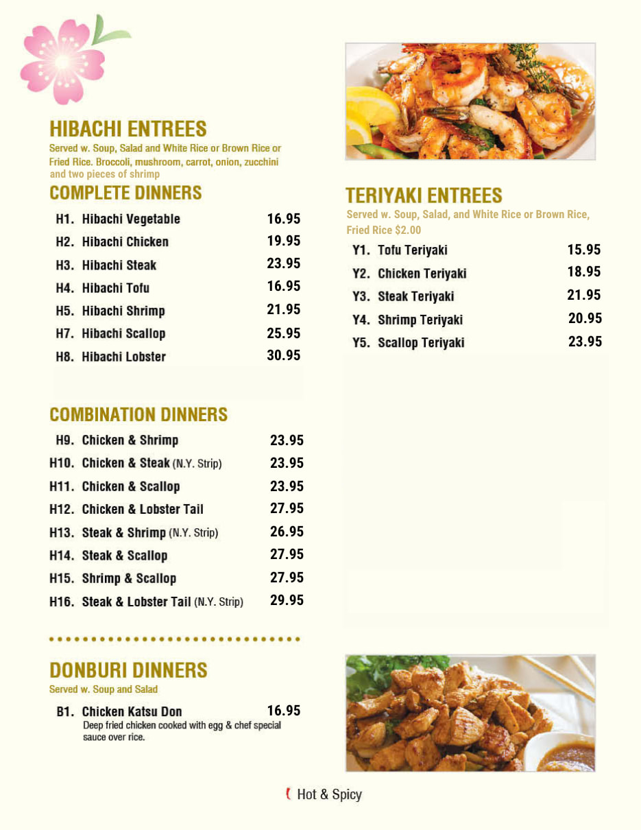HIBACHI, DONBURI, TERIYAKI, TEMPURA DINE-IN MENU • New Asian Bistro