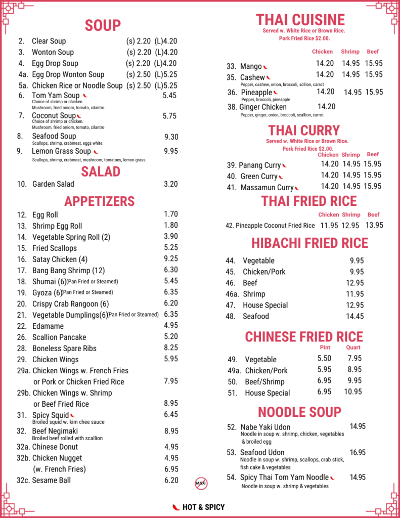 TAKEOUT MENU PAGE 1 • New Asian Bistro